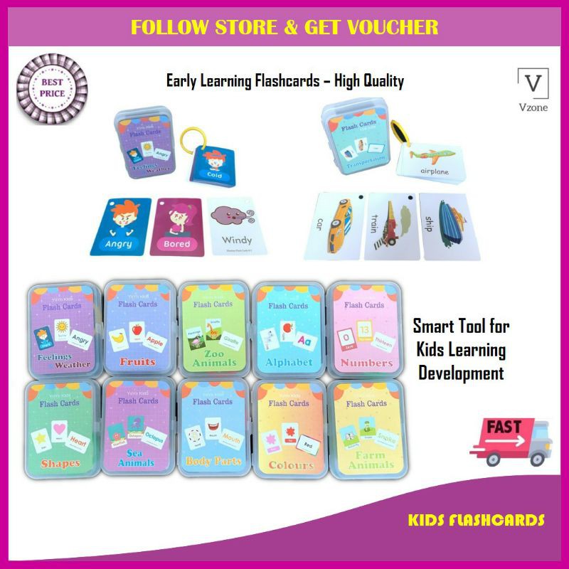 🔥HOT SALES🔥EARLY LEARNING FLASH CARD KAD COLOUR SHAPE ANIMAL BODY PARTS ...