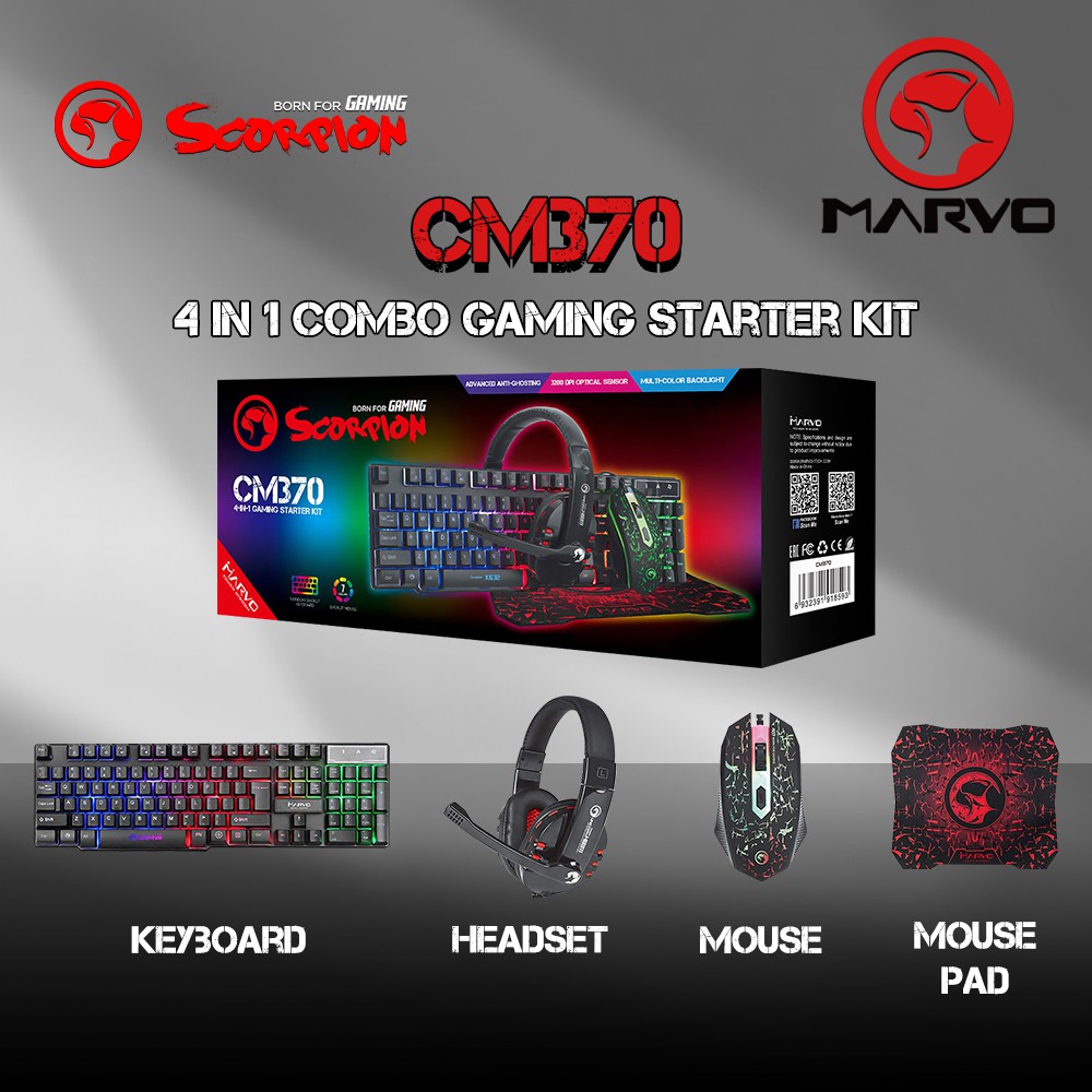 Marvo Scorpion CM370 RGB 4-in-1 GAMING Combo set | Shopee Malaysia
