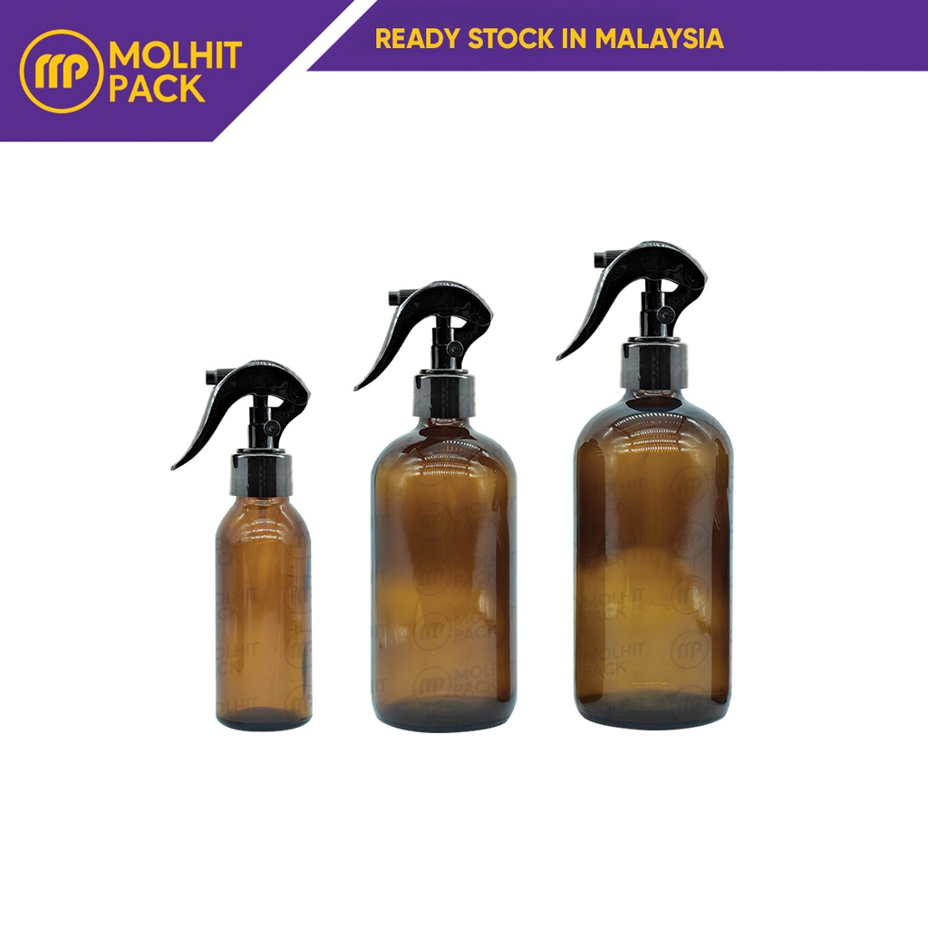 Amber Glass Spray Bottle 100ML 250ML 500ML Amber Glass Bottle With ...