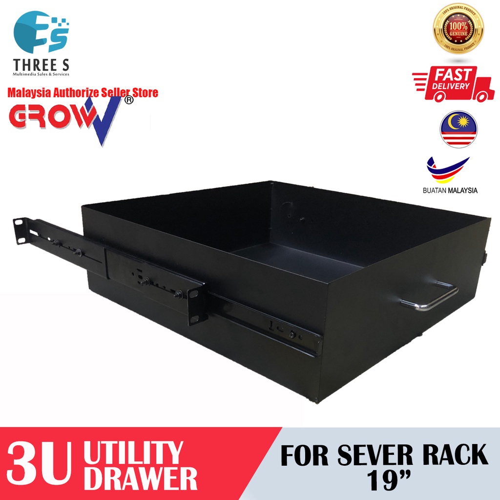 Growv 3U Utility Drawer Compatible with all 19" Server Rack Desktop ...