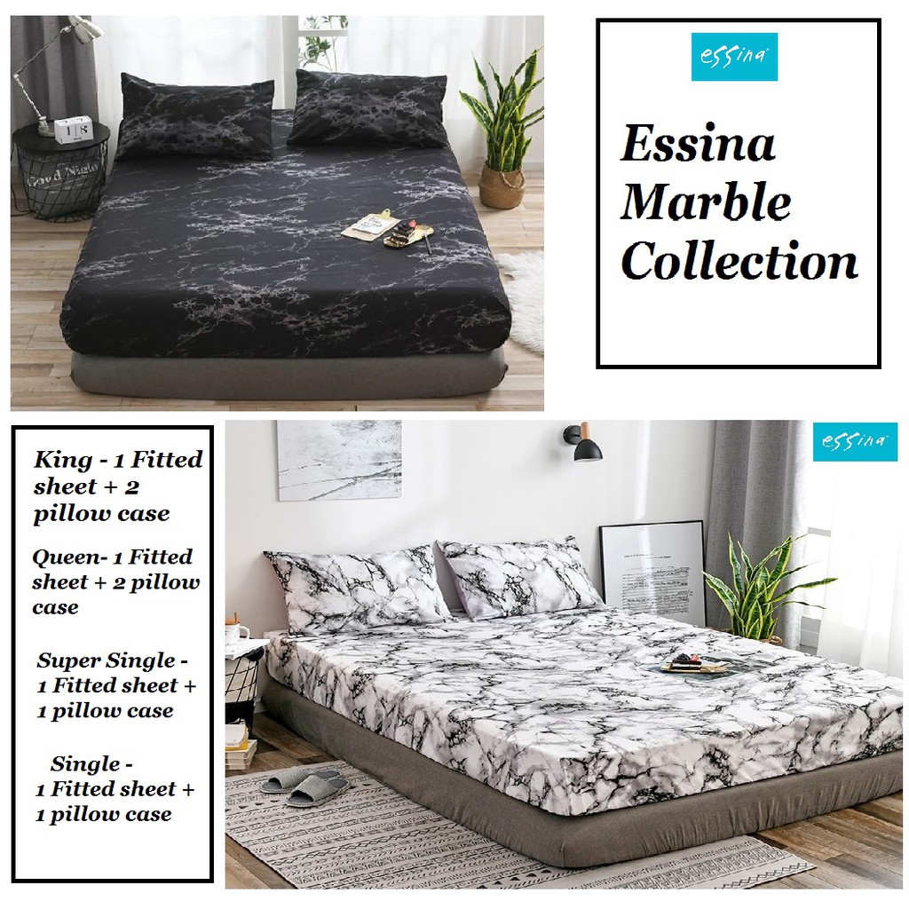READY STOCK Essina Marble Encasa Collection Premium 500TC Fitted Sheet ...