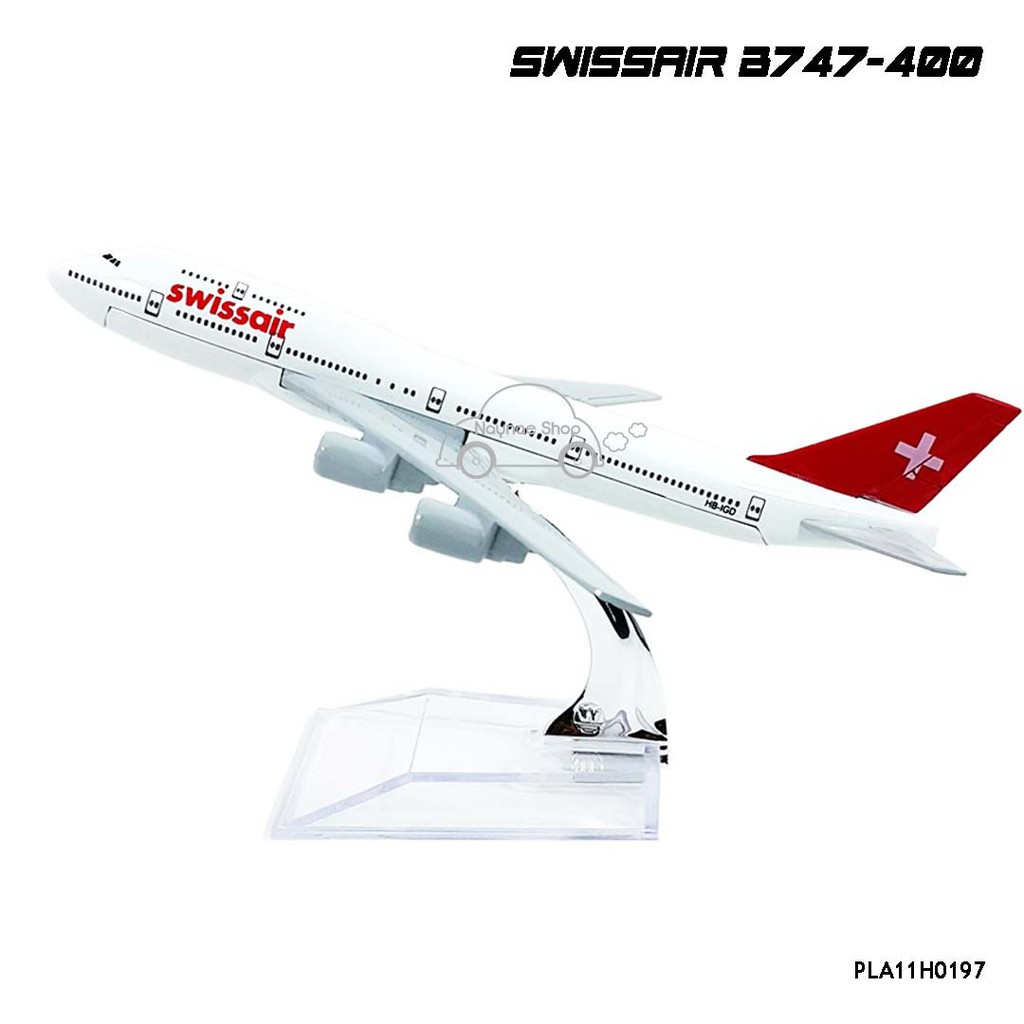 Aeroplane Model SWISSAIR Boeing 747-400 (16 cm) Aircraft With Display ...