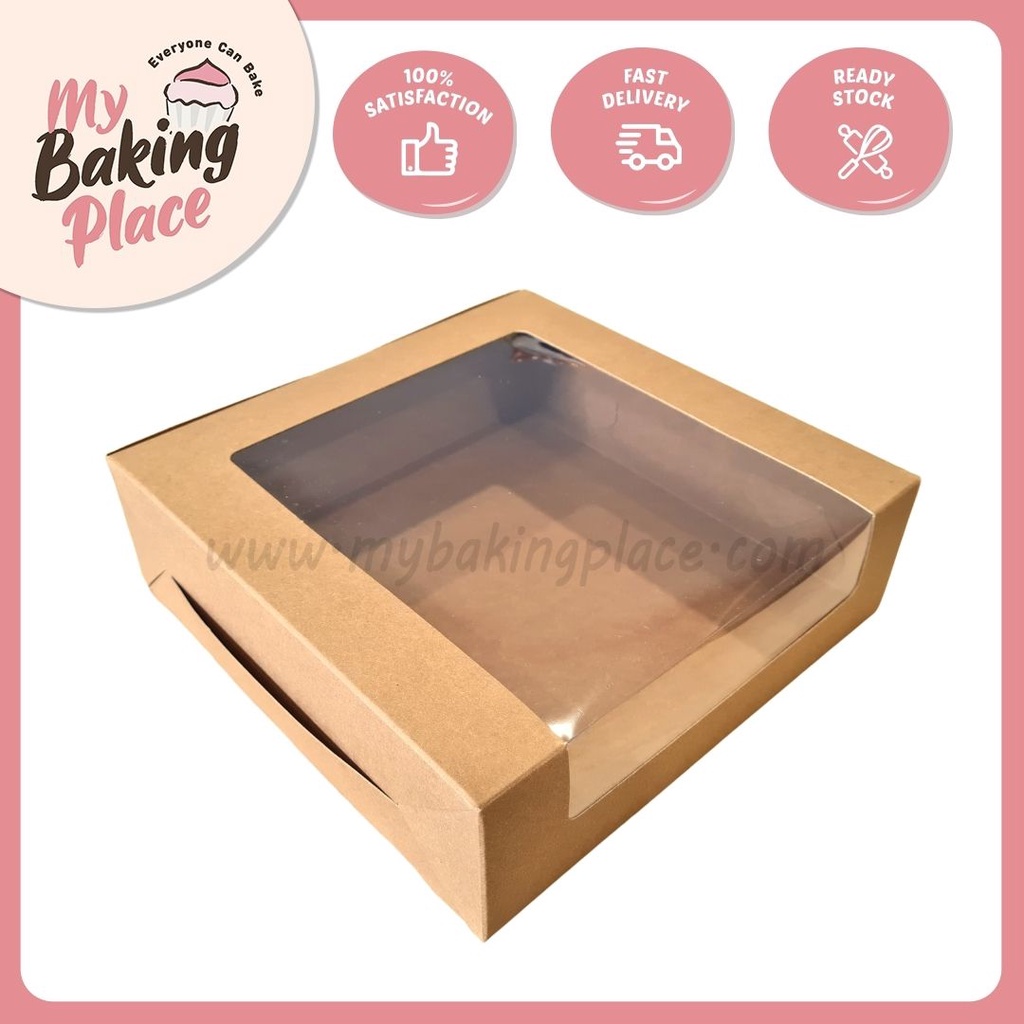 Brown Kraft L Shape Box Kotak Kek Window Box Kraft Box Cake Box Kotak ...