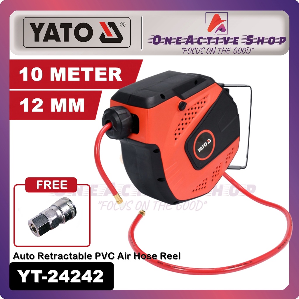 YATO Auto Retractable Pneumatic Air Hose Reel 12MM X 10 METER ( YATO YT ...