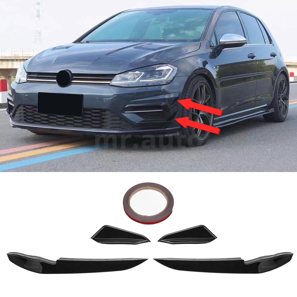 For VW Golf MK7.5 R / R-Line 2017-2020 Bumper Lip Splitter Spoiler ...