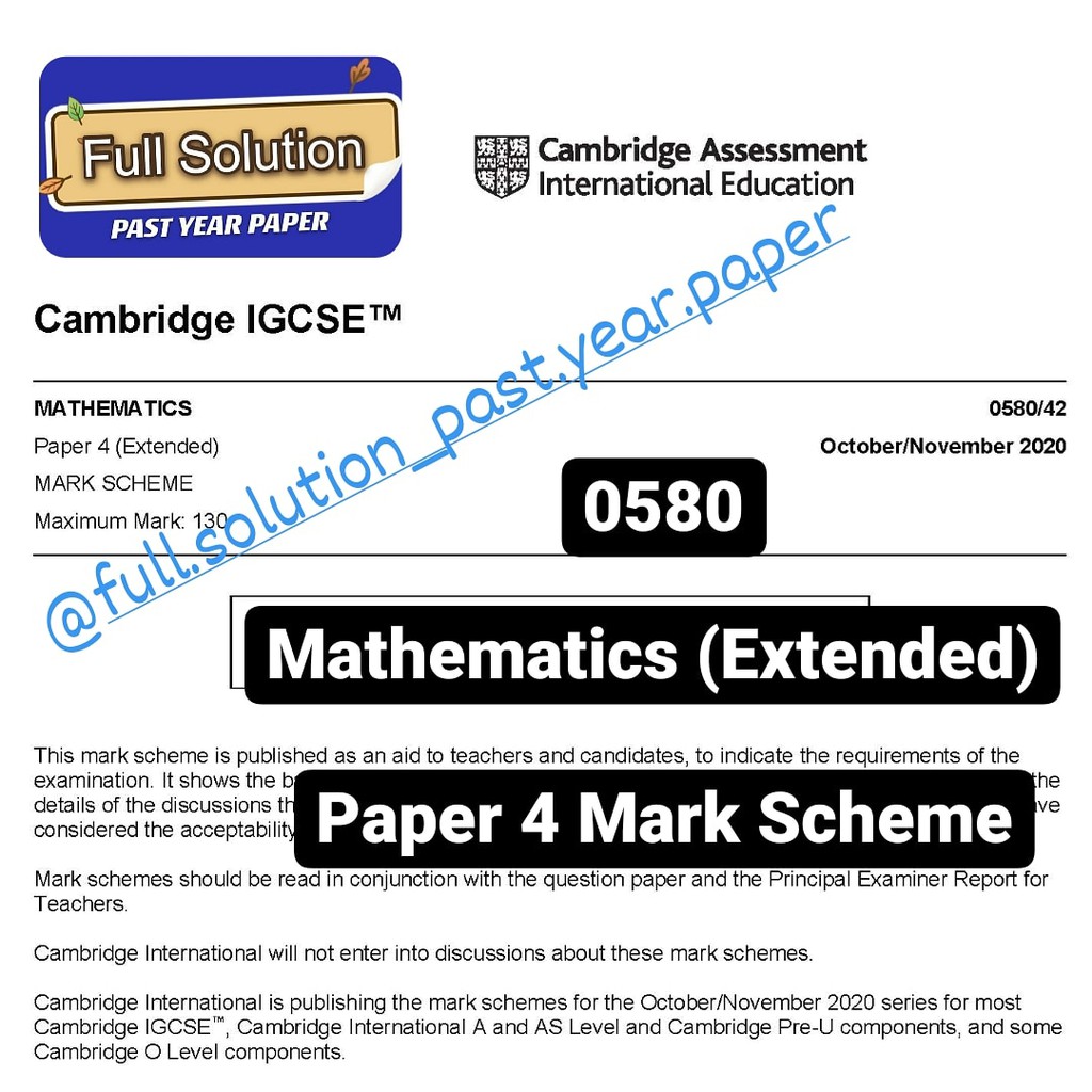 Cambridge Igcse 0580 Core Extended Mathematics Past Year [question