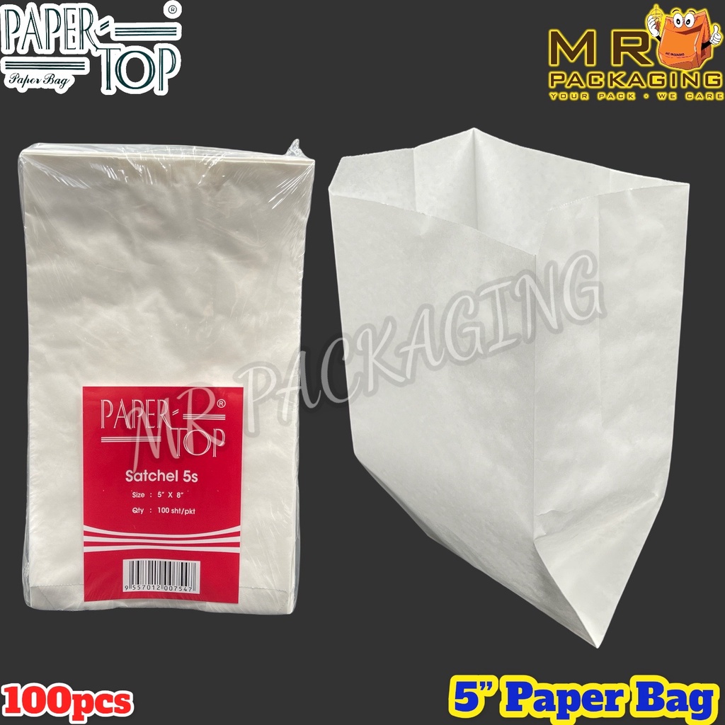 Paper Bag #5 - White ( 100pcs± ) 5s Food Grade Disposable Paper Bag # 5 ...