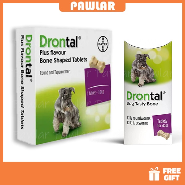 Drontal Bayer Tasty Bone Shape Deworming For Dog 狗狗骨头形状驱虫药 | Shopee ...