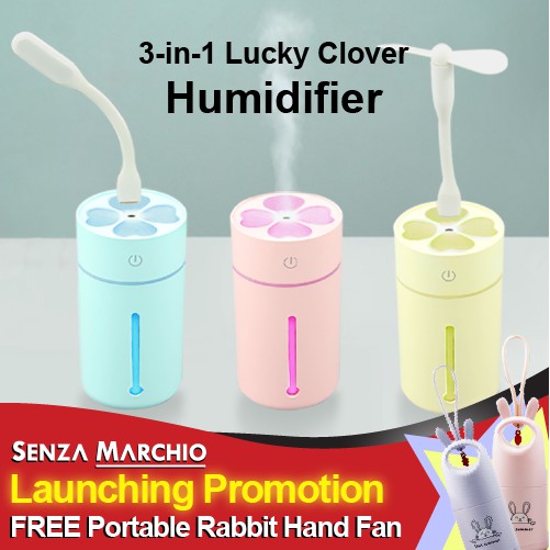 3-in-1 Function Four-Leaf Clover Mini Car/Room Air Humidifier (with USB ...