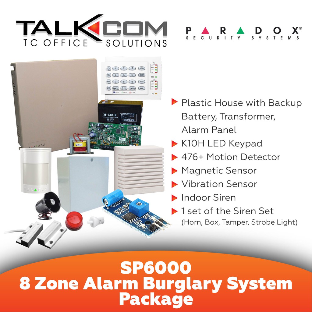 【𝗣𝗔𝗖𝗞𝗔𝗚𝗘】𝗣𝗔𝗥𝗔𝗗𝗢𝗫 𝗦𝗣𝟲𝟬𝟬𝟬 - 8 Zone SPEKTRA Alarm Burglar System Package | Shopee Malaysia