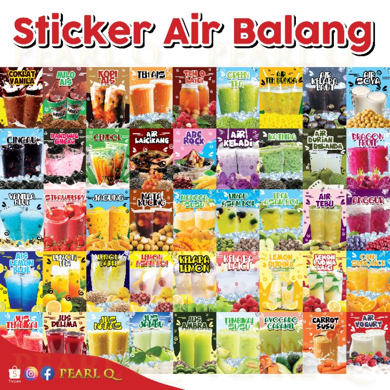 [STICKER A4 | BELI 10 PERCUMA 1] Sticker Air Balang Air Buah Milo Kopi ...