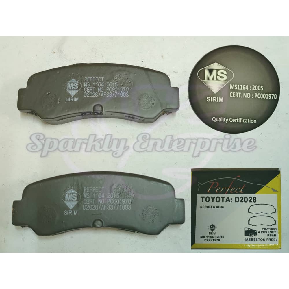 REAR DISC BRAKE PAD D2028 TOYOTA COROLLA AE86 , LEVIN TRUENO AE86 ...