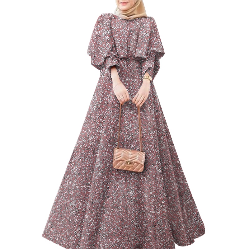 Hijabista Women Muslim Plus Size Full Sleeve Party A Swing Cotton ...