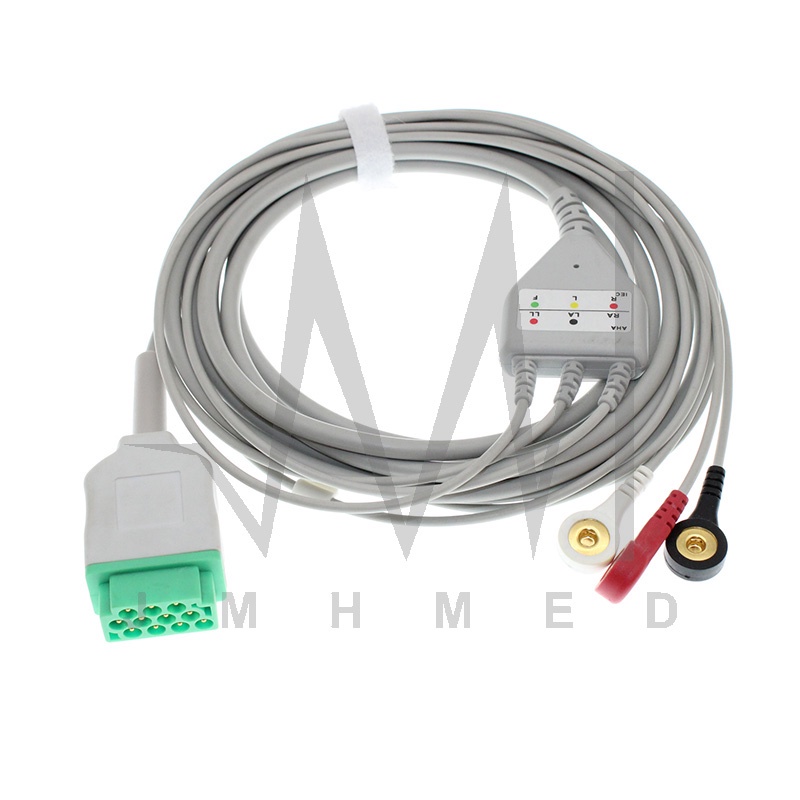 11pin ECG EKG 3/5 Lead one-piece Cable and Electrode Leadwire for GE ...