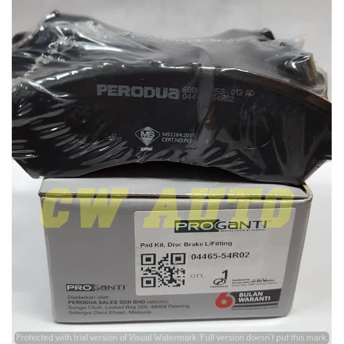 (100% ORIGINAL PROGANTI 04465-54R02/54R03 FRONT BRAKE PAD PERODUA MYVI ...