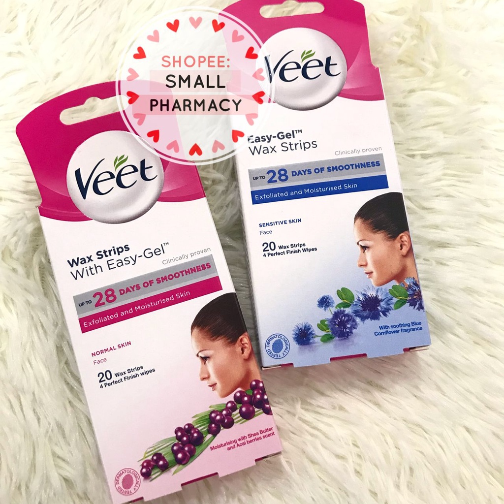 Veet Face Wax Strip with Easy-Gel 20s - Normal Skin 556252 shea butter & acai berries ...