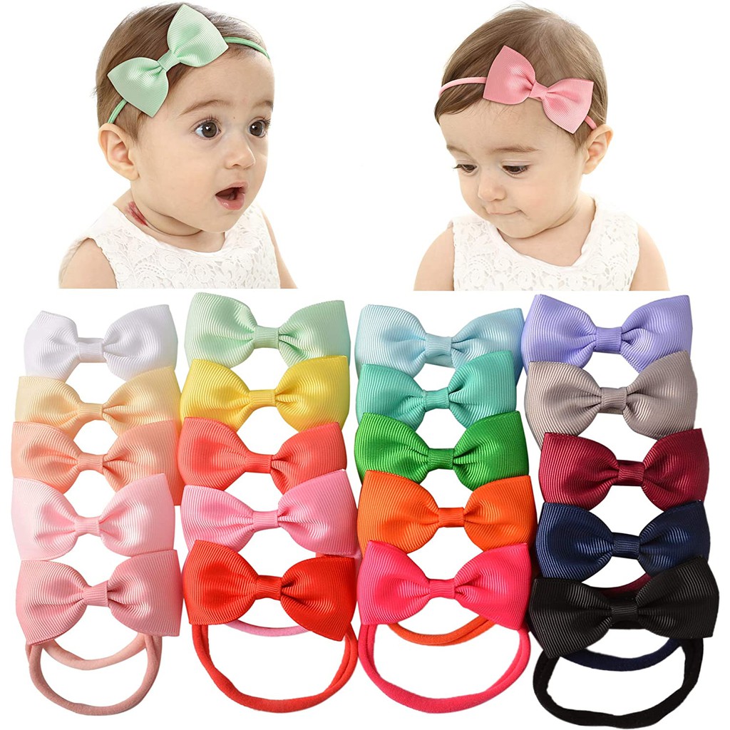 Baby Girls Nylon Hair Bows Elastic Headband Fashion Hair Accessories ...