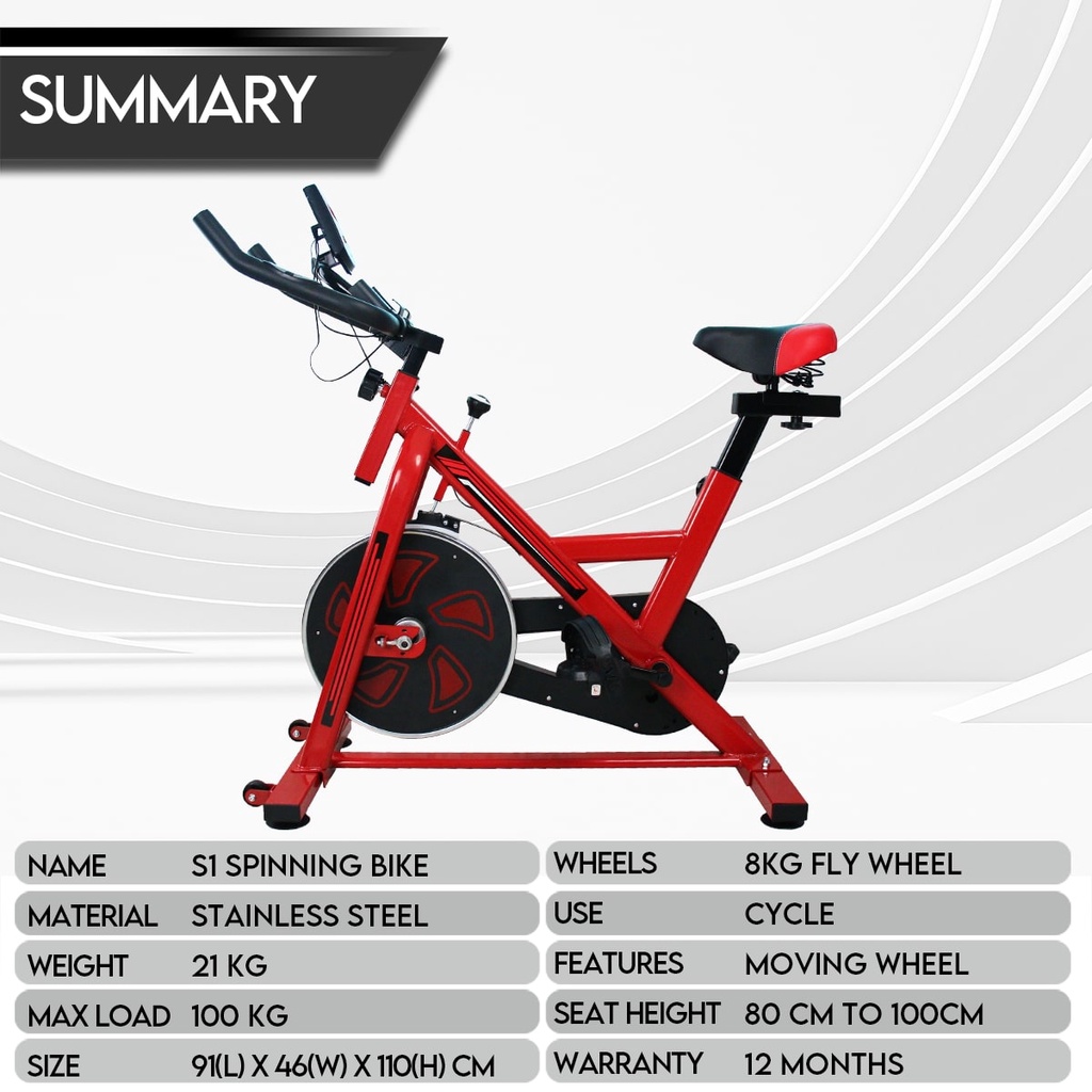 Vigor Fitness Spinning Stationary Cardio Exercise Bike S1 / Stesen ...