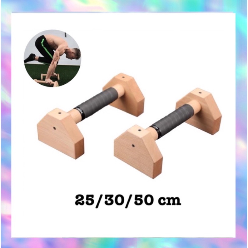 【READY STOCK MY】2PCS Push up Wooden Parallette Bar Perallel Bar Fitness ...