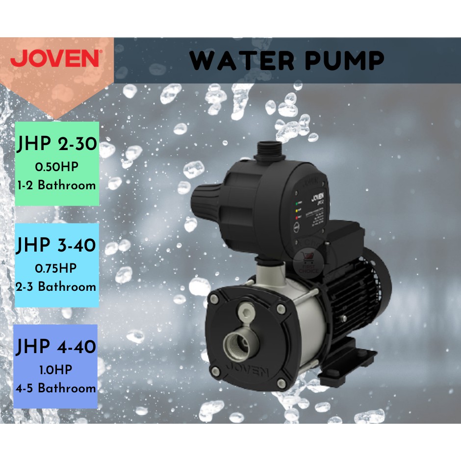 Joven Automatic Domestic Water Pump JHP 2-30 (500W) JHP2-30 JHP 3-40 (750W) JHP3-40 JHP 4-40 ...