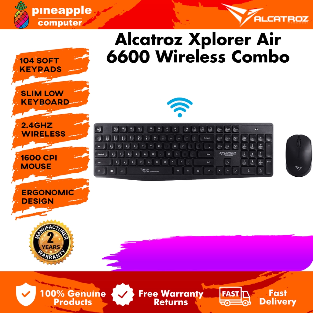 Alcatroz Xplorer Air 6600 Wireless Keyboard & Mouse Combo (2.4G ...