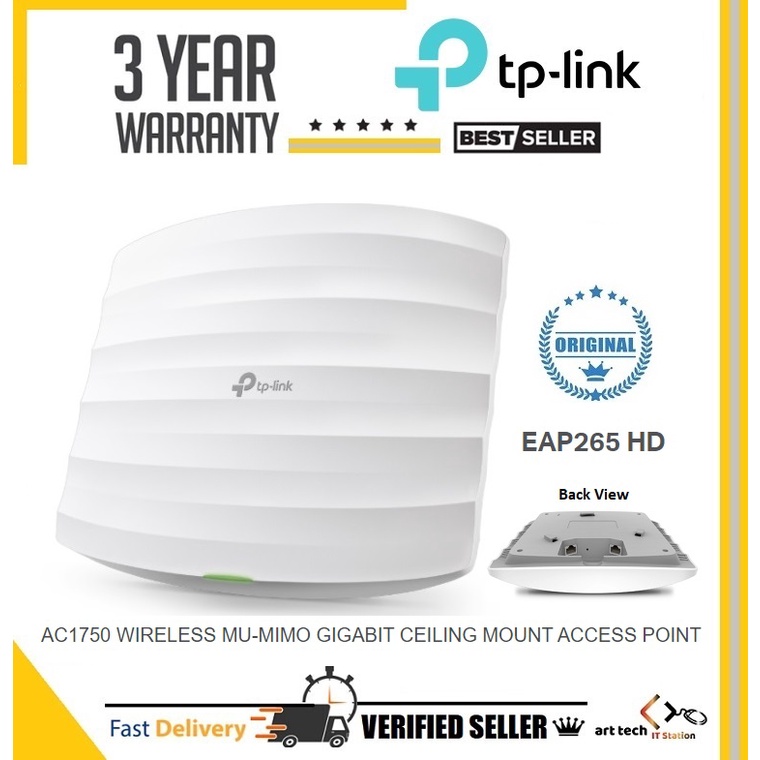 TP-LINK EAP265HD AC1750 WIRELESS MU-MIMO GIGABIT CEILING MOUNT ACCESS ...