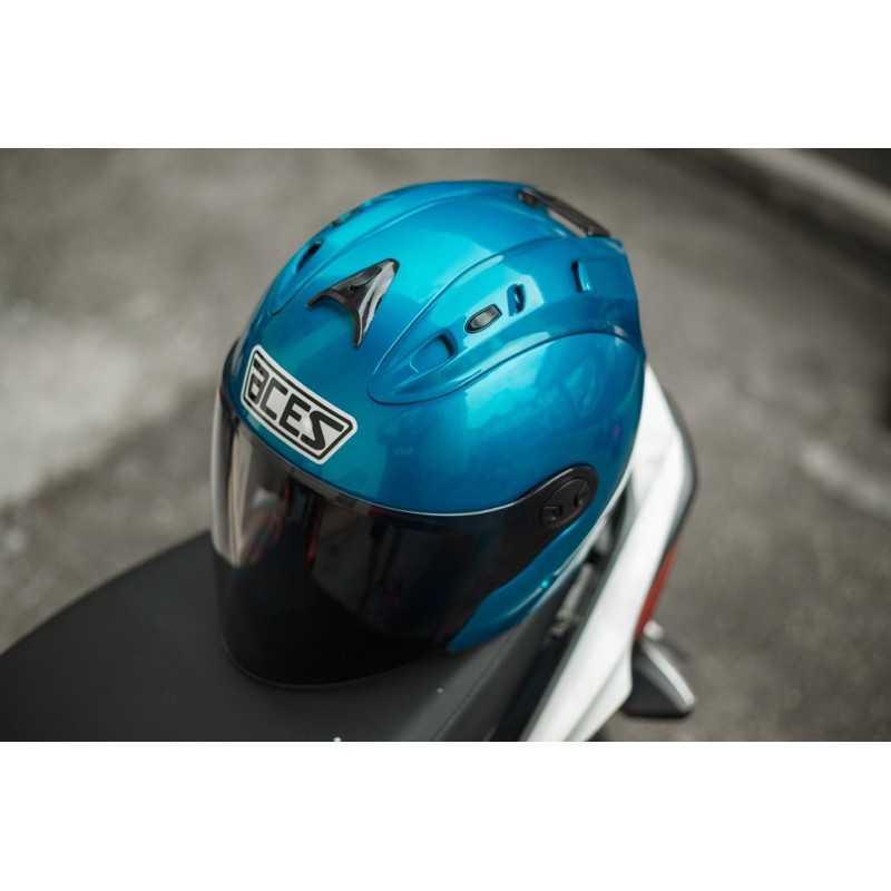 ACES PREMIUM R2 LIMITED EDITION DARK CYAN WITH VISOR SMOKE ( OPEN FACE ...