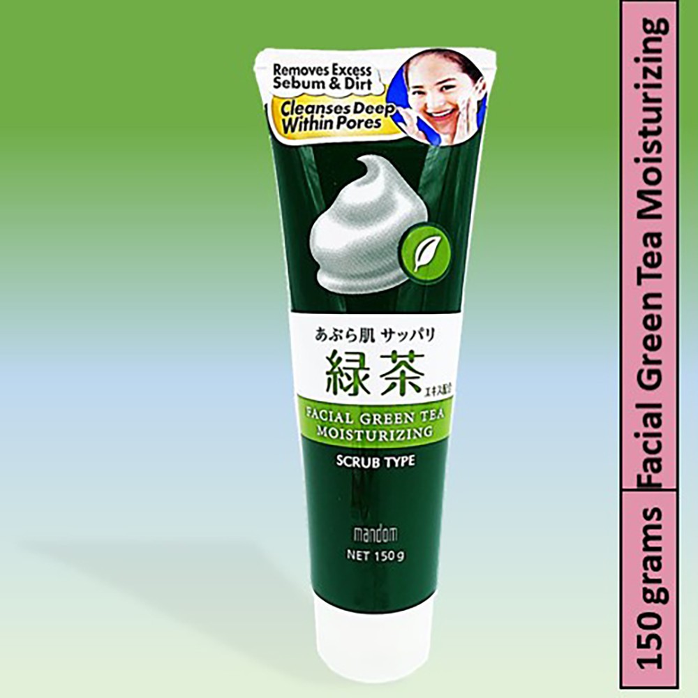 Mandom Facial Green Tea Moisturizing Scrub Type Facial Cleanser 150 ...