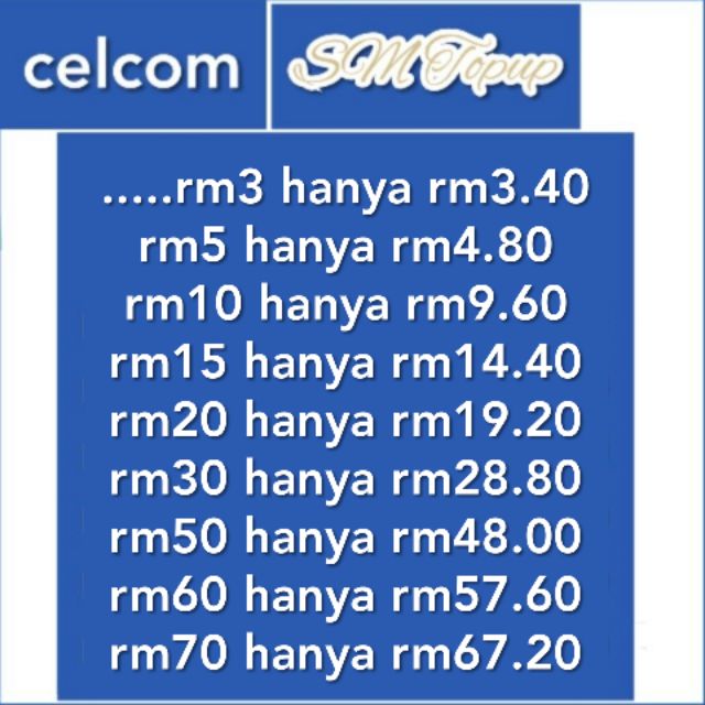 PROMOSI !!! celcom rm5 rm10 rm15 rm20 rm25 rm30 rm40 rm50 rm100 | Shopee Malaysia