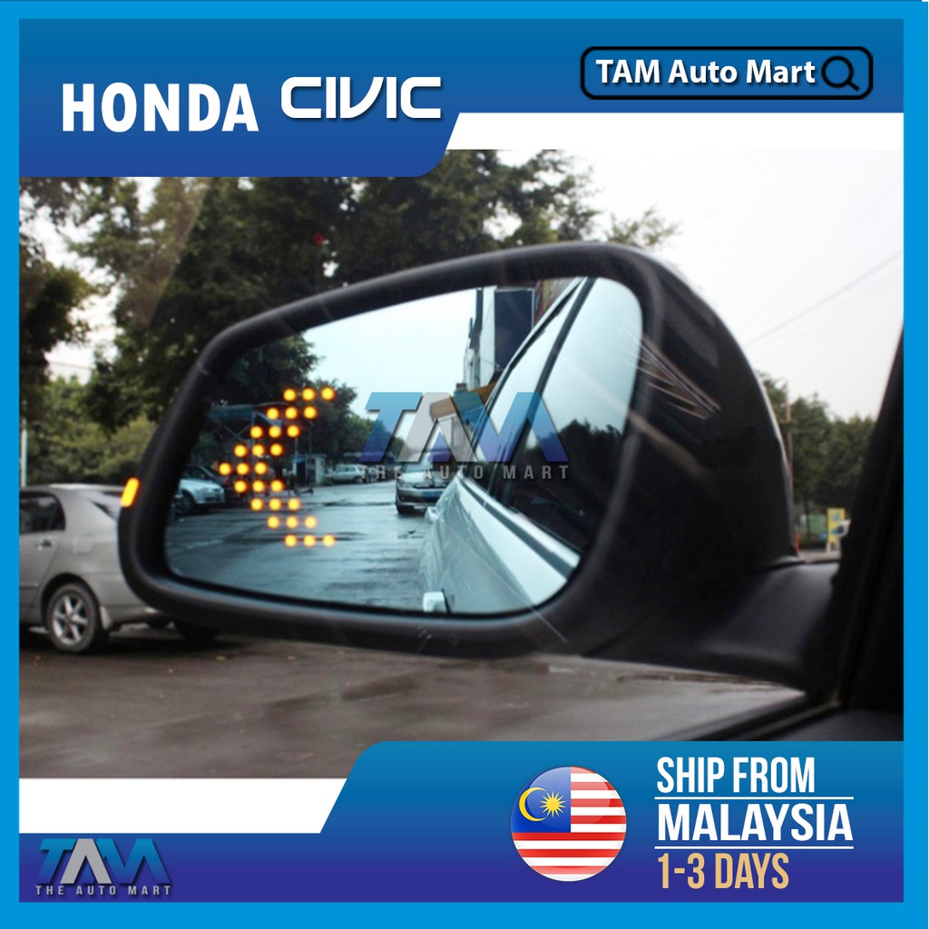 Honda Civic X Blue Mirror Side Mirror With LED Winker Mirror Lens For ...