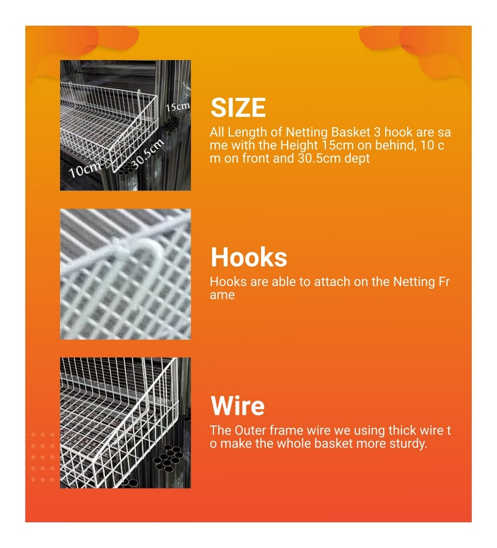 Netting Basket with 3 hooks for Netting Frame | Shopee Malaysia