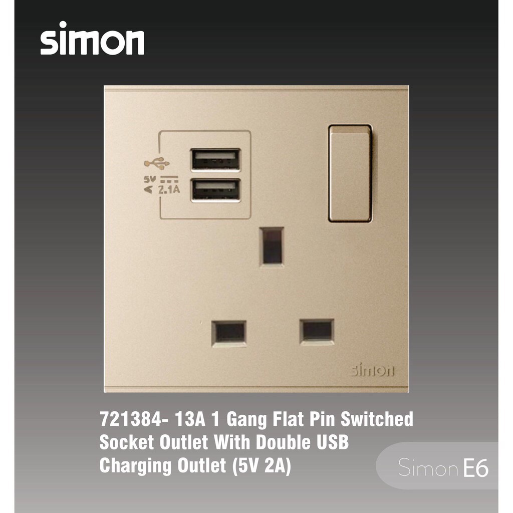 Simon E6 Series Switch / Switches & Socket Outlet FULL Champagne ...