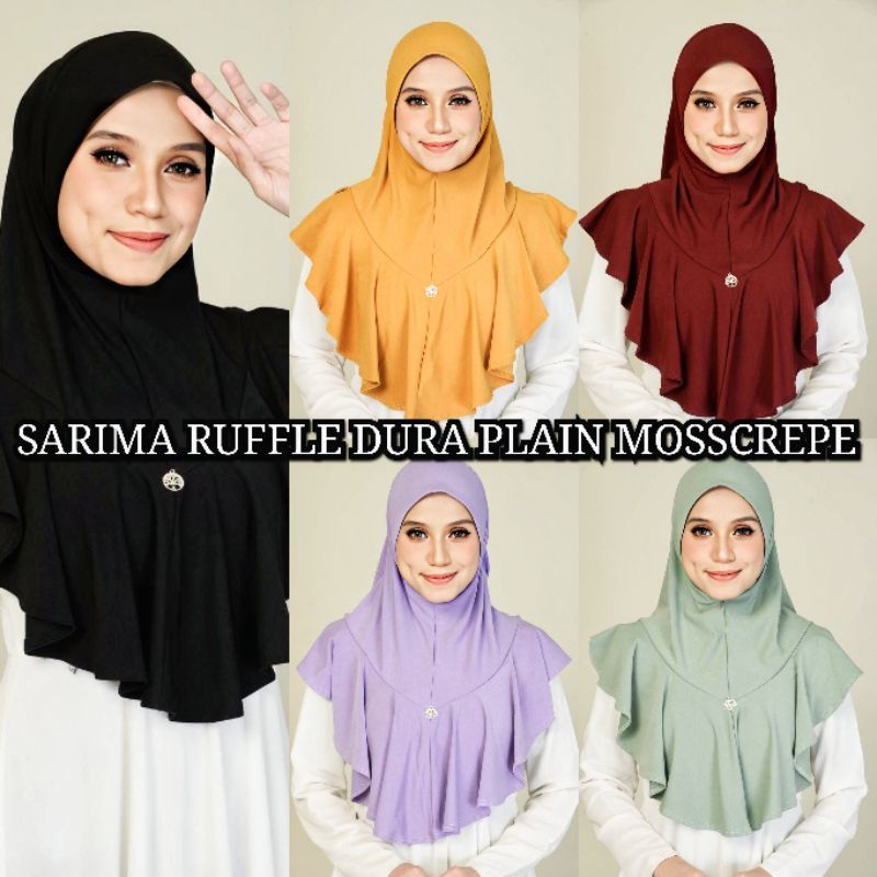 Tudung Sarima Ruffle Dura Plain Mosscrepe (Borong) | Shopee Malaysia