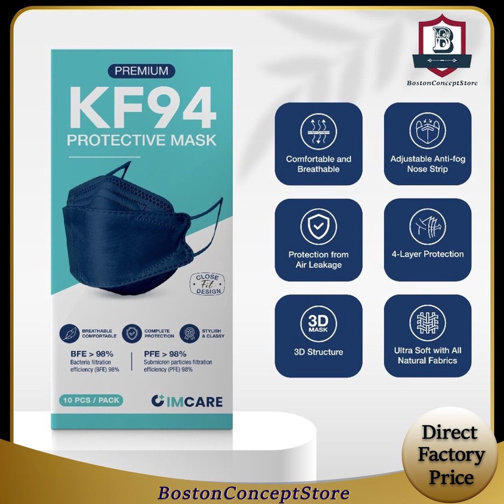 IMCARE Korean Premium KF94 4 Ply Earloop Headloop Hijab Mask Disposable Mask Pelitup Muka for ...