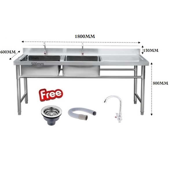 SINKI PANJANG LEBAR STAINLESS STEELBESI TEBAL 不锈钢水槽商用洗盘/BASIN BASUH ...