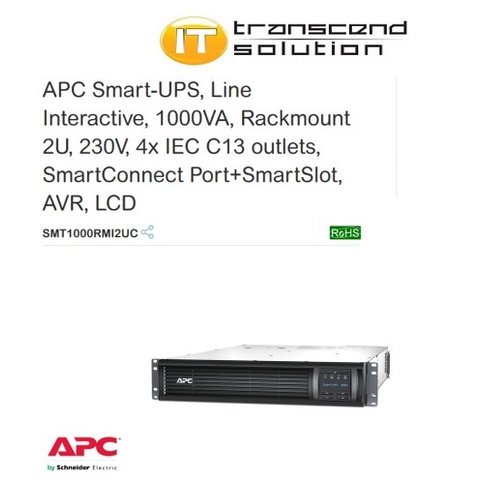 APC Smart-UPS 1000VA LCD RM 2U 230V with SmartConnect (SMT1000RMI2UC) | Shopee Malaysia