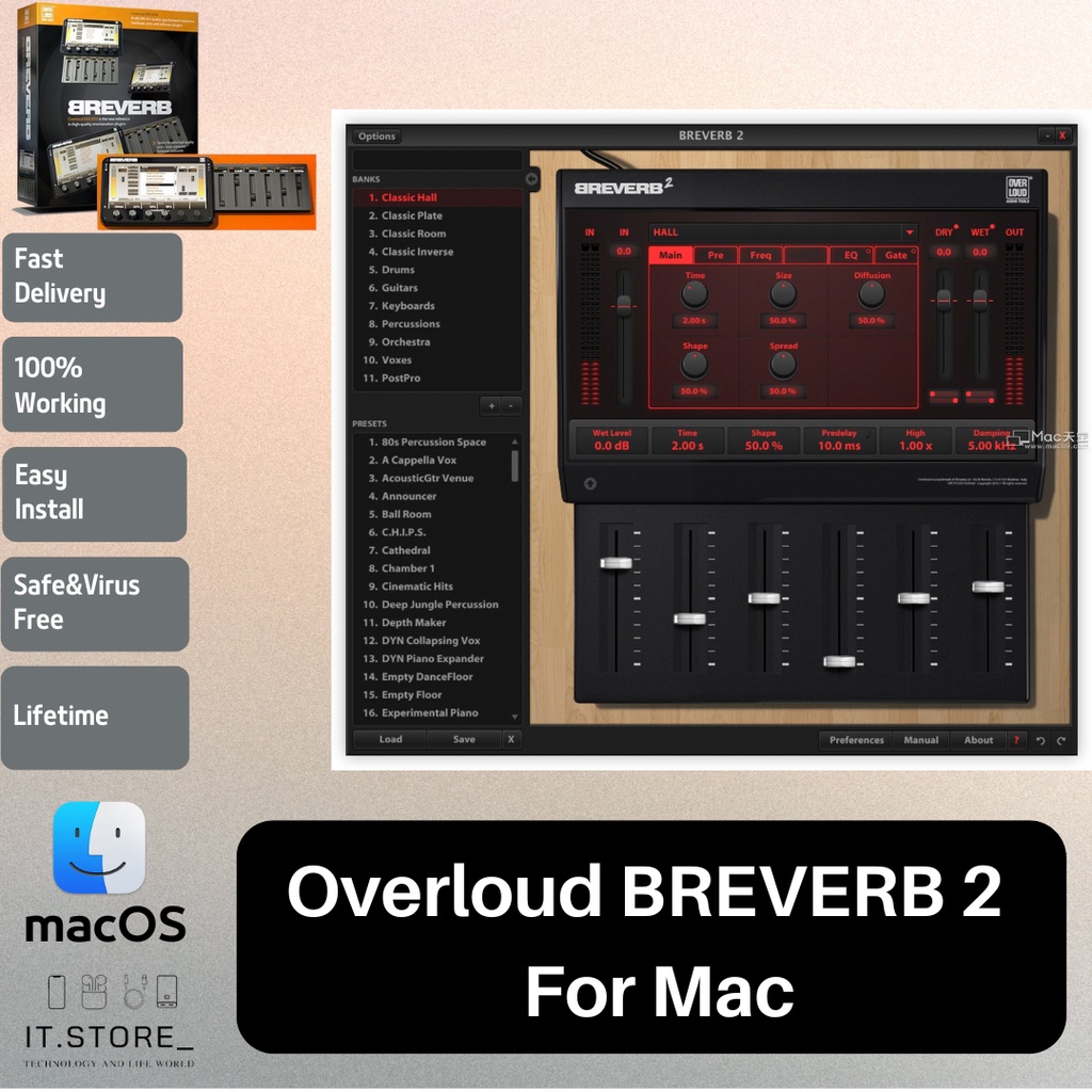 Overloud BREVERB 2 Lifetime for Intel and M1 Chip Apple Silicone MacOs ...