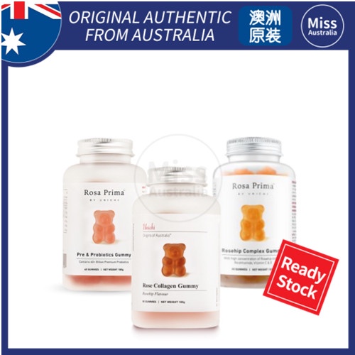 Unichi Gummy Bear 60 Gummies (Rose Collagen/ Pre & Probiotics ...