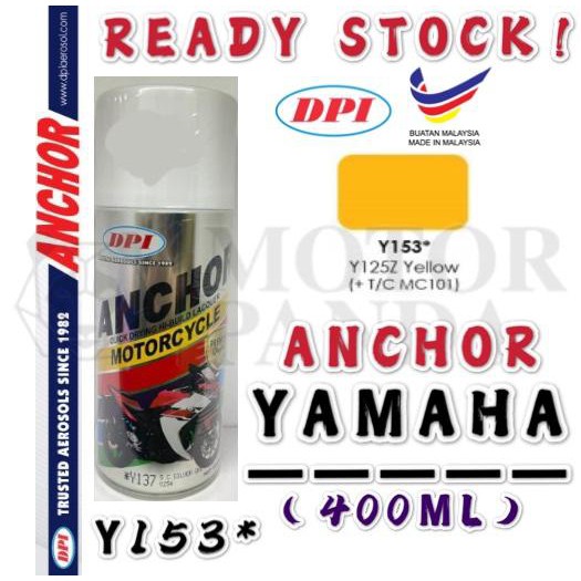 ANCHOR MOTORCYCLE SERIES YAMAHA Y153* Y153 CAN SPRAY PAINT CAT SPRAY TIN Y125Z YELLOW 100% ...