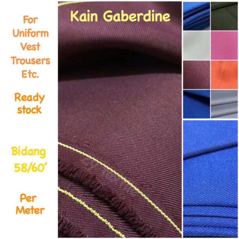 (1M) Kain Uniform Gaberdine yellow line 58/60' | Shopee Malaysia