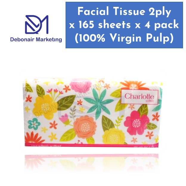 4 Pack Facial Tissue 2ply 165 sheets x 4pkt (100% Virgin Pulp) | Shopee ...