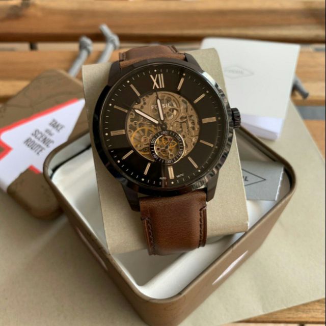 🔥Fossil Original TOWNSMAN 48MM AUTOMATIC BROWN LEATHER WATCH ME3155🔥 ...