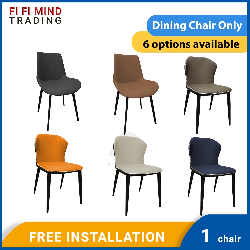 Modern Minimalist PU Leather Dining Chair with Metal Leg/ Kerusi Meja ...