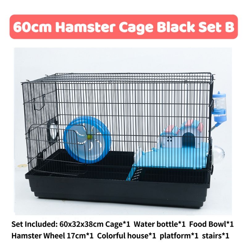 XL Hamster Cage 60x32x38cm Full Set 17cm Hamster Wheel Hamster Water ...