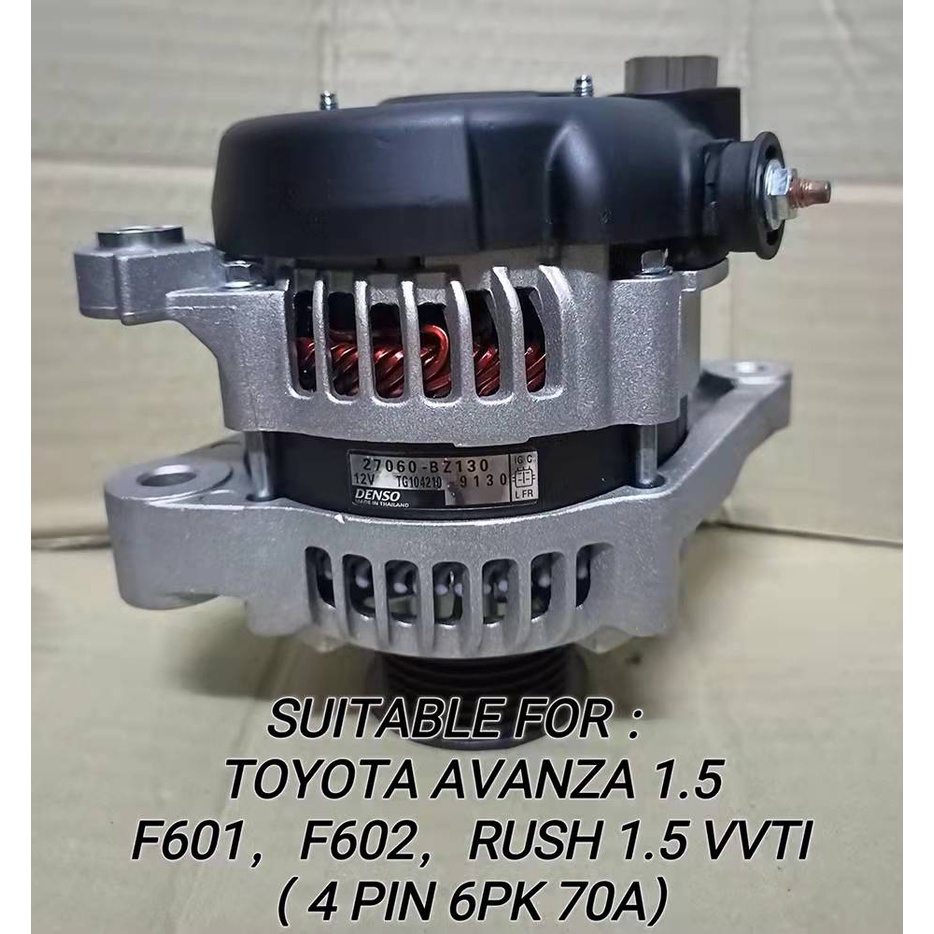 NEW ALTERNATOR TOYOTA AVANZA 1.5 F601 F602 RUSH 1.5 VVTI 4PIN 6PK 70A ...