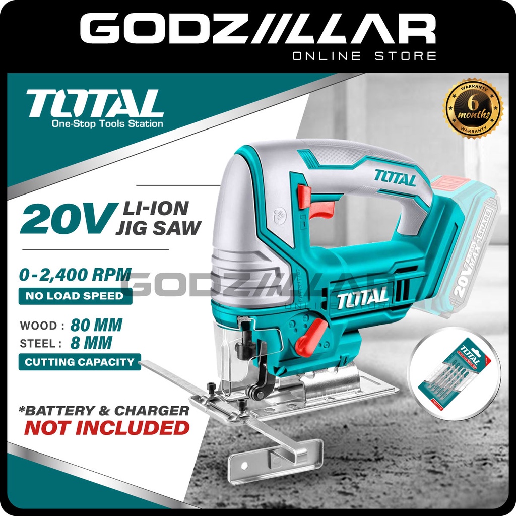 Total 20V Li-ion Jig Saw TJSLI8501 | Cutter Machine Bevel Cut | Mesin ...