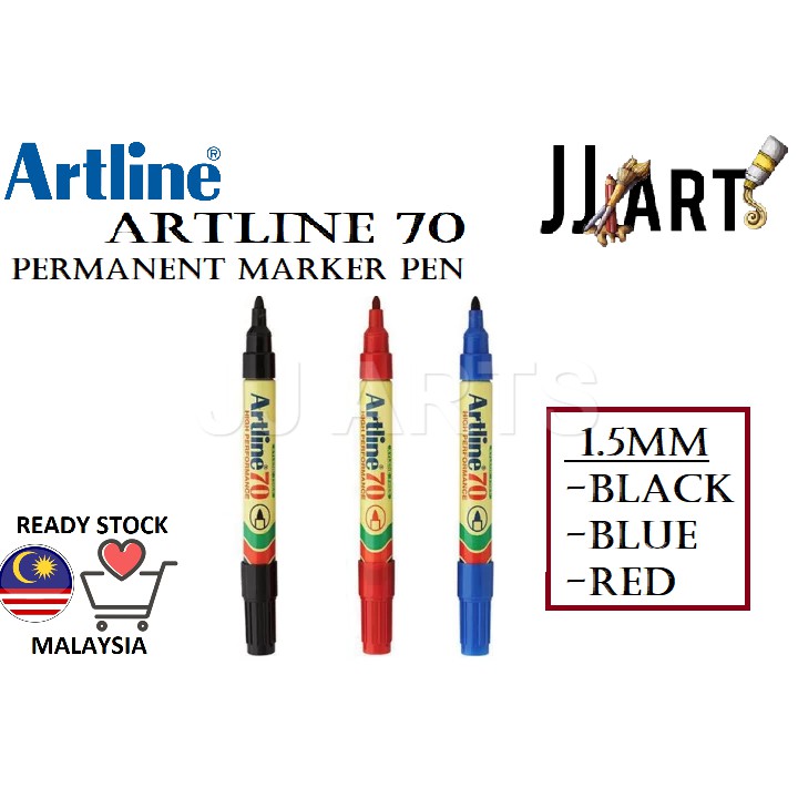 Artline 70 Permanent Marker Pen 1.5mm ( Black / Blue / Red ) | Shopee ...