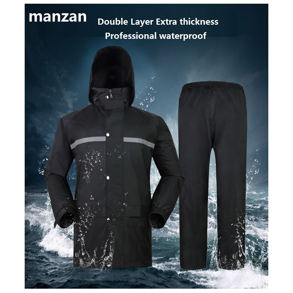 Manzan High Quality Motorcycle Raincoat Jacket & Pants Double Layer and ...