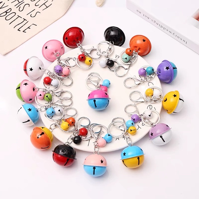 4cm Large Bell Keychain + 2small / Super Big fashion Candy Colorful Key ...
