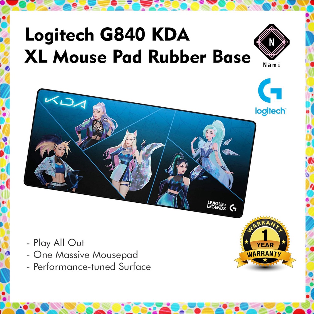 Logitech G840 KDA XL Mouse Pad 3mm Thin Stable Rubber Base League of ...